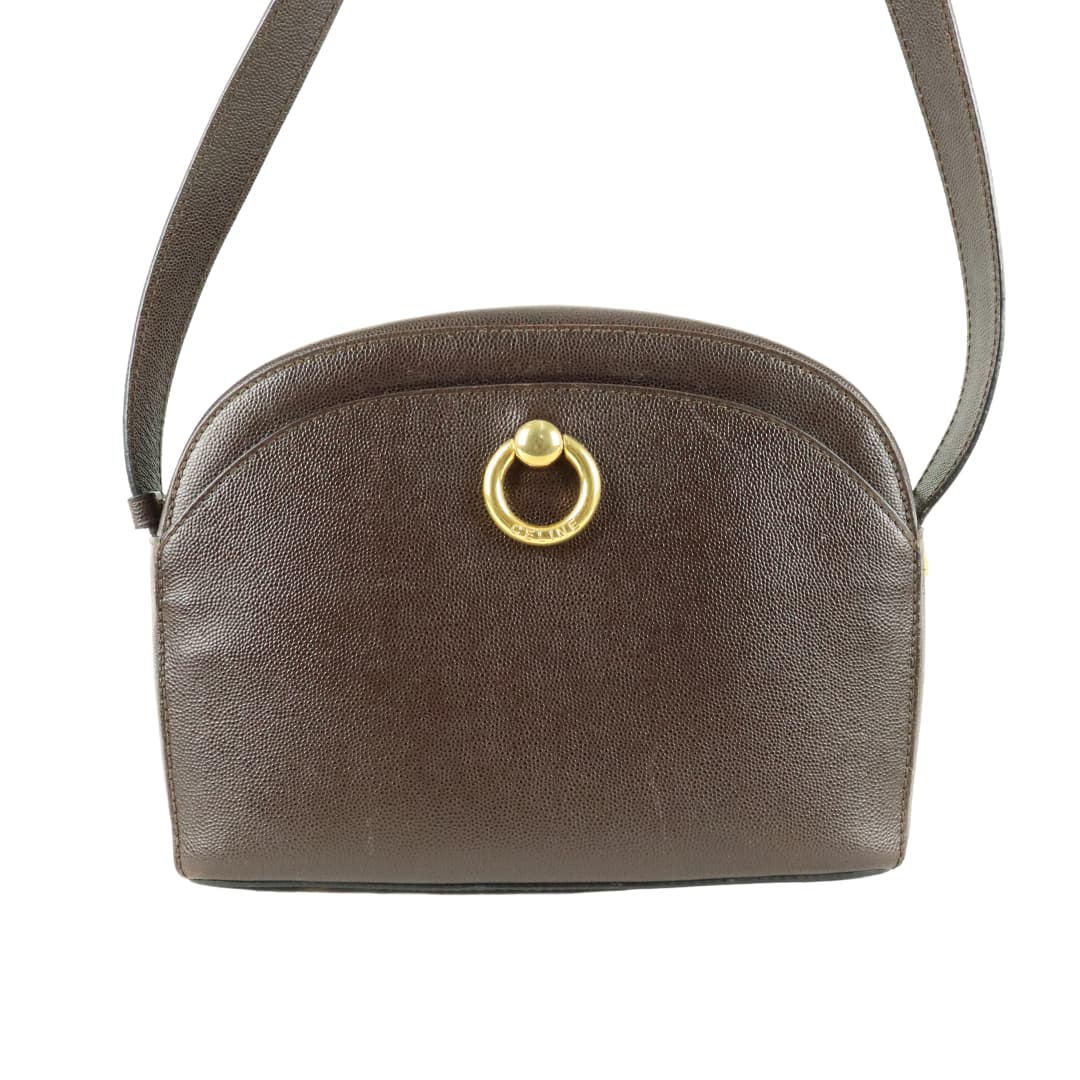 Celine Round Gold Buckle Brown Shoulder Bag - 01346 – Fingertips Vintage